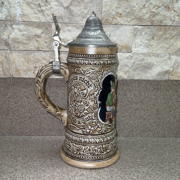 cermarte | Dining | Antique Large Beer Stein With Painted Pub Scene And ...